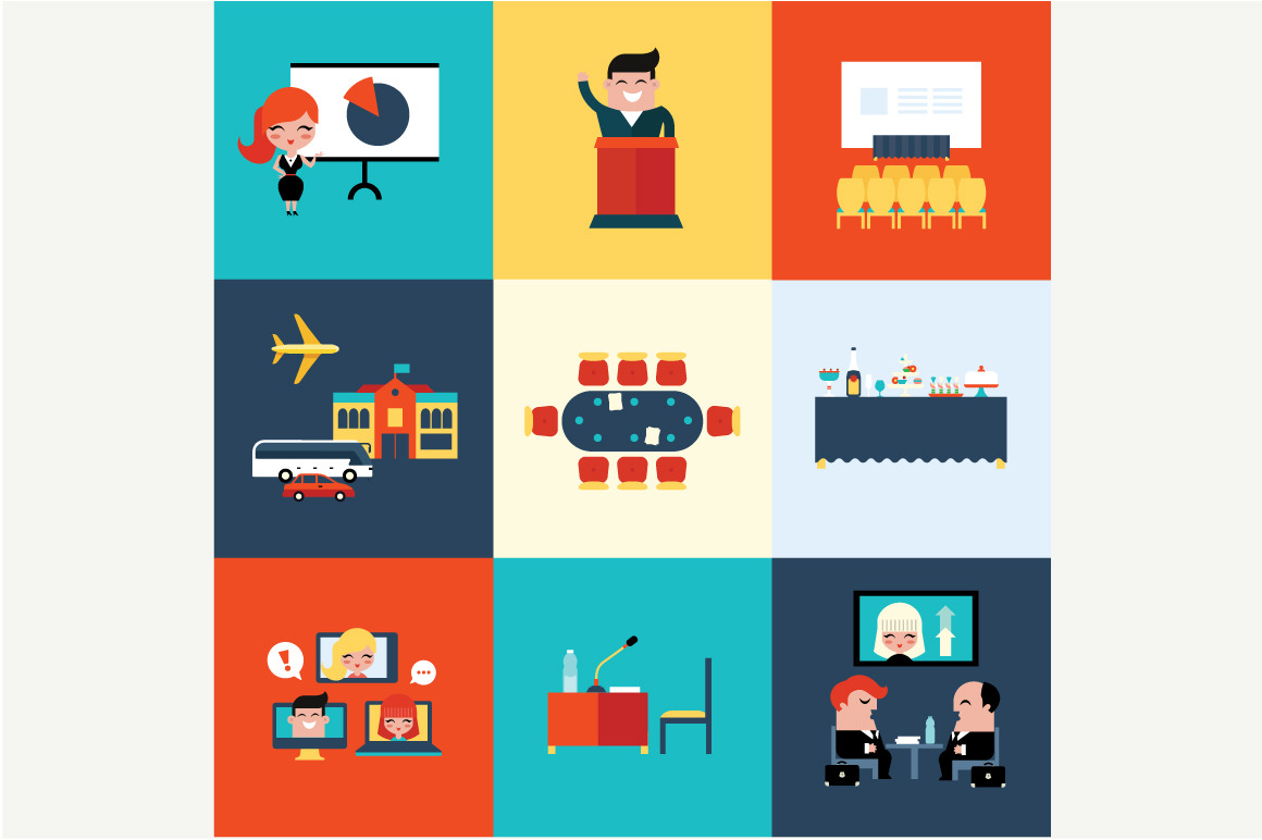 Vector conference icons, a Graphic by vectorprro