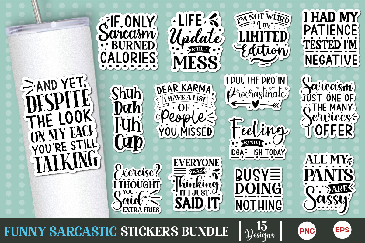 Sarcastic Sticker Bundle, an Object Graphic by GraphicPicker