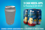 3 Realistic Can Mockups for PS, a Product Mockup by Creative Graphics
