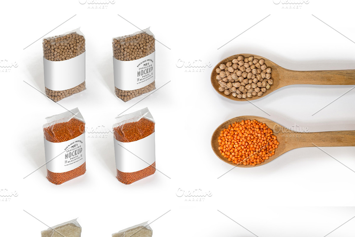 Legumes Packages Mockup, a Packaging Mockup by eksiellibir