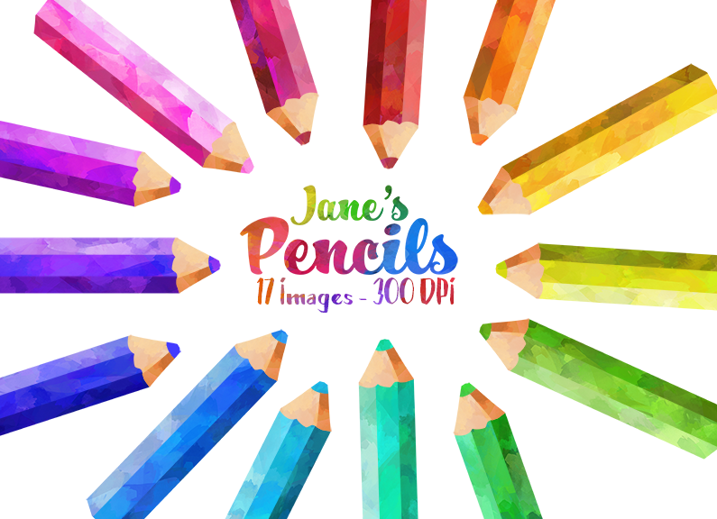 Watercolor Colored Pencils Clipart, an Education Illustration by ...