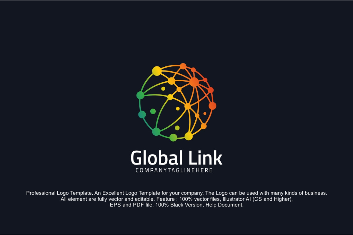 Global Link - Colorful Dot Globe, a Branding & Logo Template by ...
