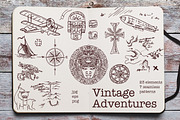 Vintage Adventures. Vector Set., an Illustration by Varvara Gorbash