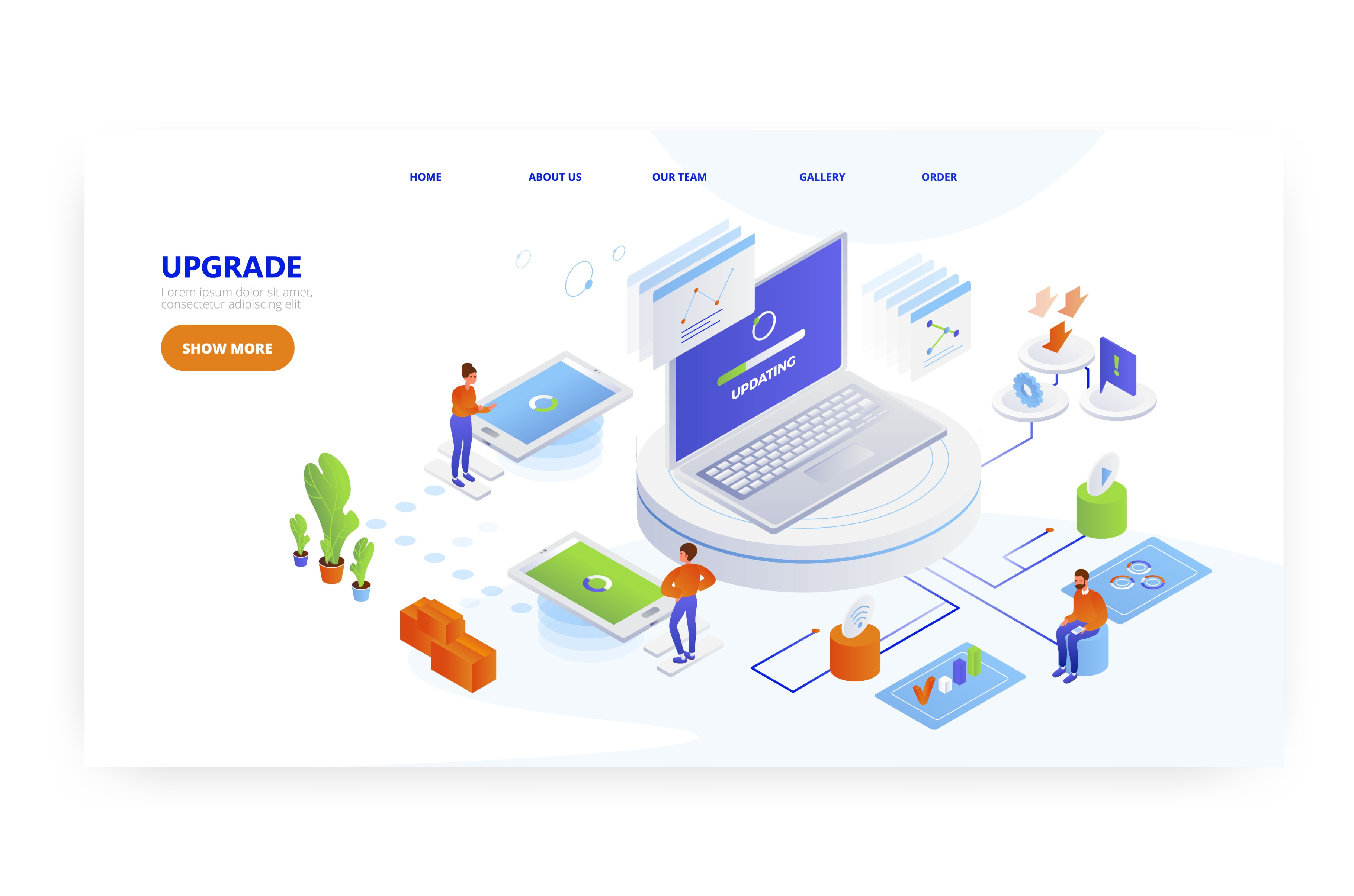 Upgrade, landing page design | People Illustrations ~ Creative Market