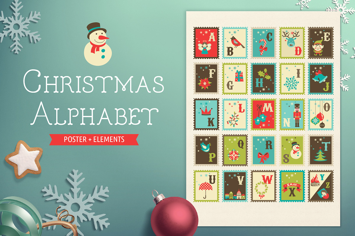 Christmas Alphabet Poster & elements, a Decorative Illustration by ...