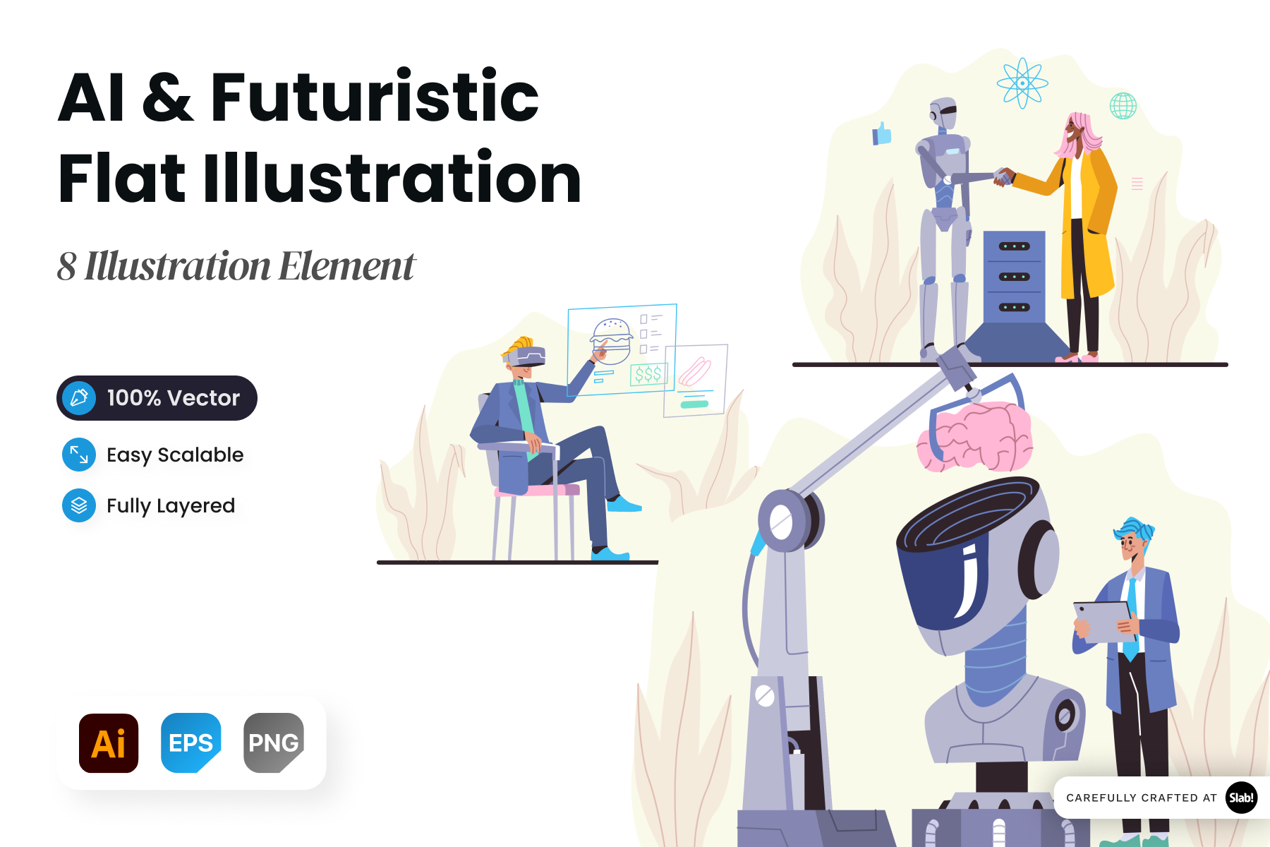 AI & Futuristic Flat Illustration, an Illustration by SLAB! Design