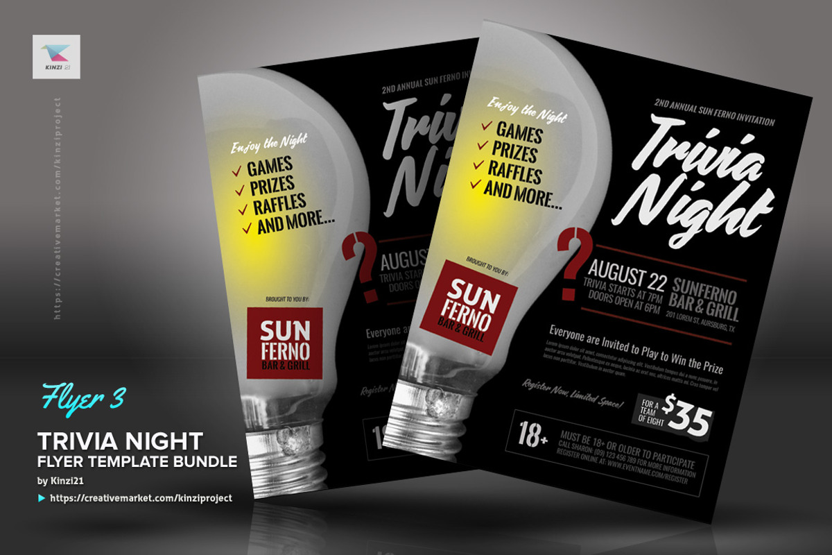 Trivia Night Flyer Template Bundle, a Flyer Template by kinzi21