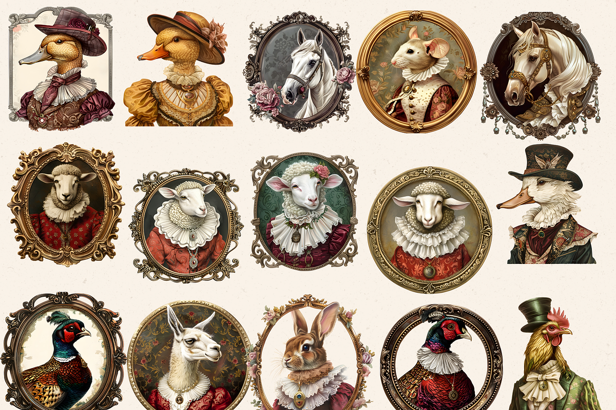 ANIMAL FARM PORTRAITS CLIPART PACK, an Animal Illustration by Daring Digies