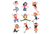 Happy Children Jumping High with, an Illustration by TopVectors