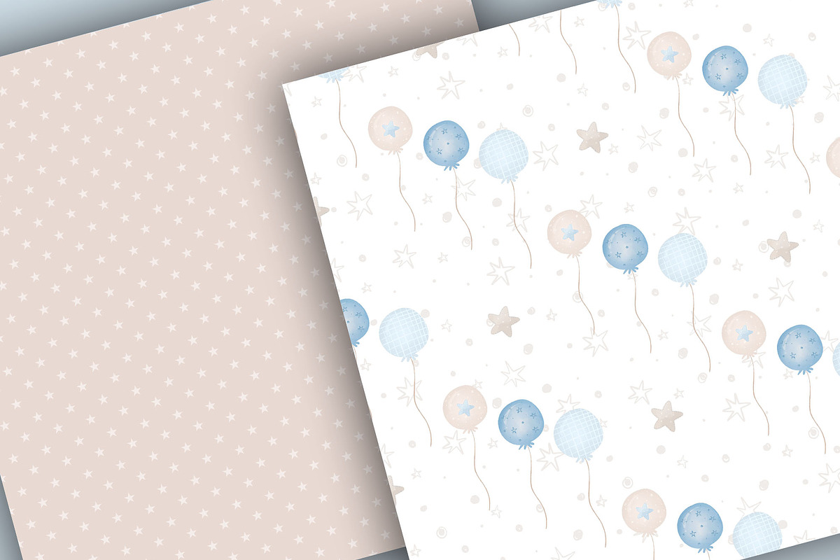 Baby boy nursery digital paper pack, a Pattern Graphic by designloverstudio
