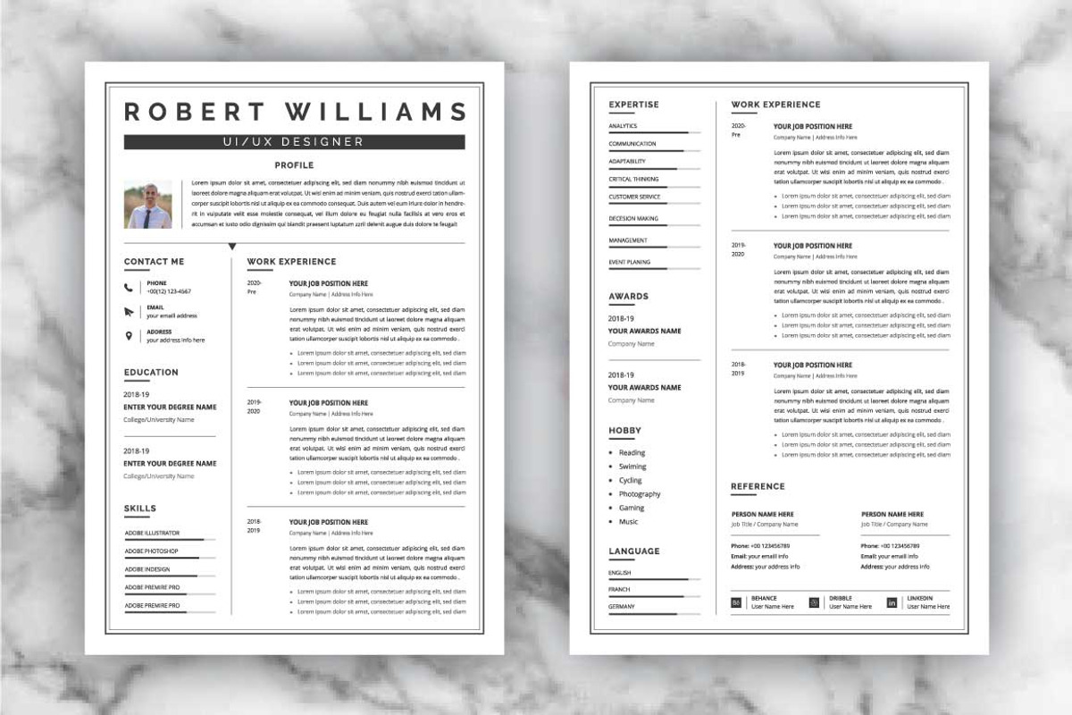 Clean Resume / CV Design Template, a Resume Template by Pixel Pro ...