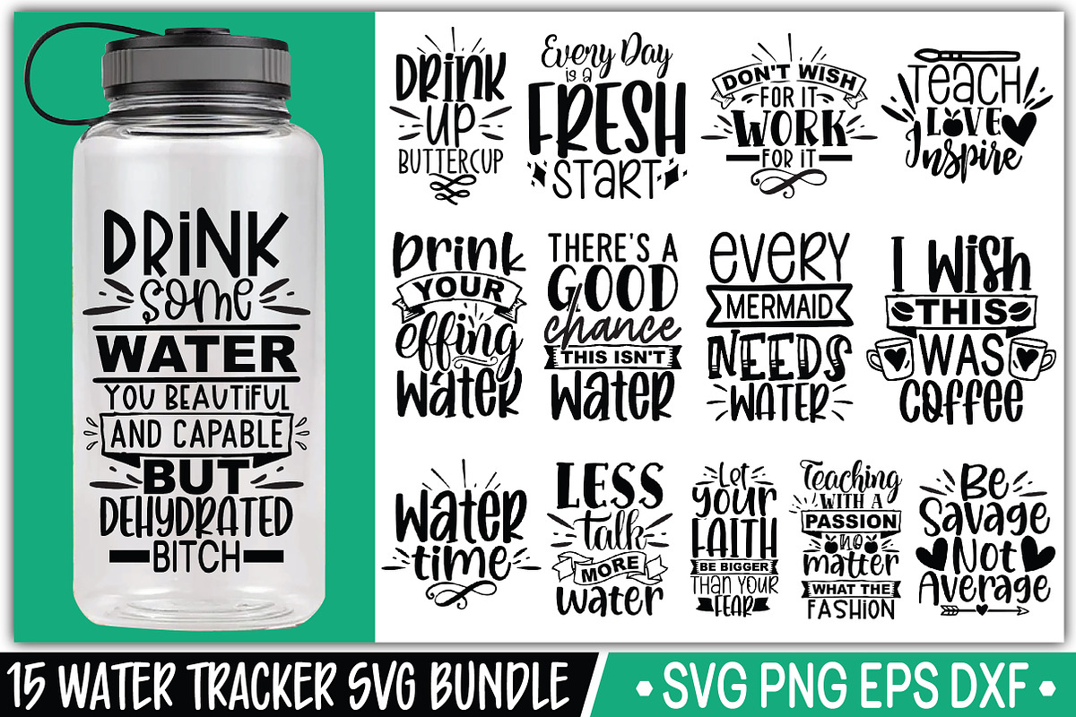 Water Tracker SVG Bundle, a Food Illustration by crafthome