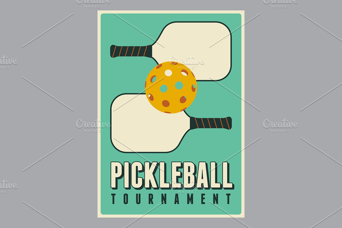 Pickleball retro vector poster set., a Sport Illustration by PoPaShop