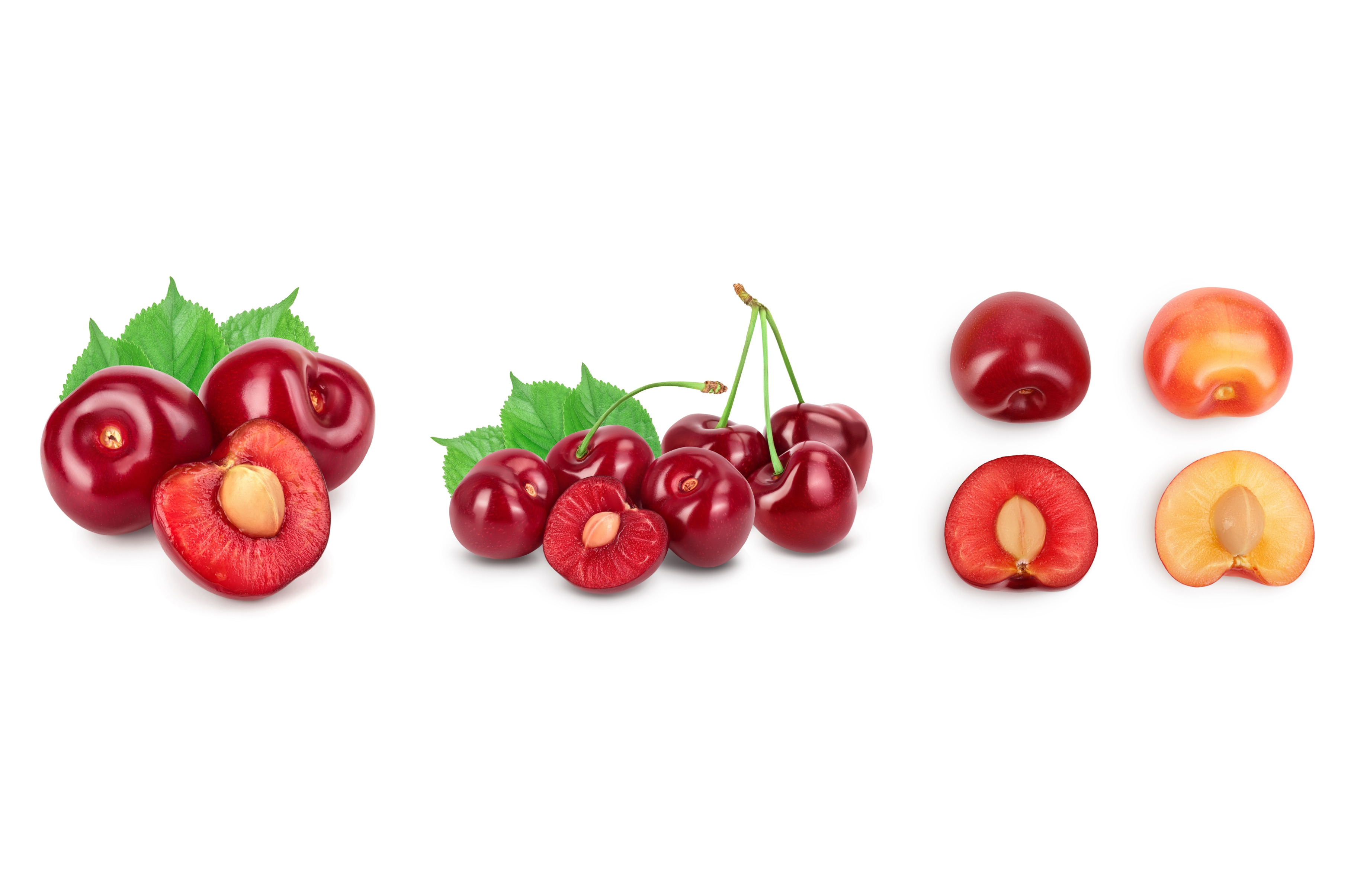 red sweet cherry isolated on white, a Food & Drink Photo by NataPhoto