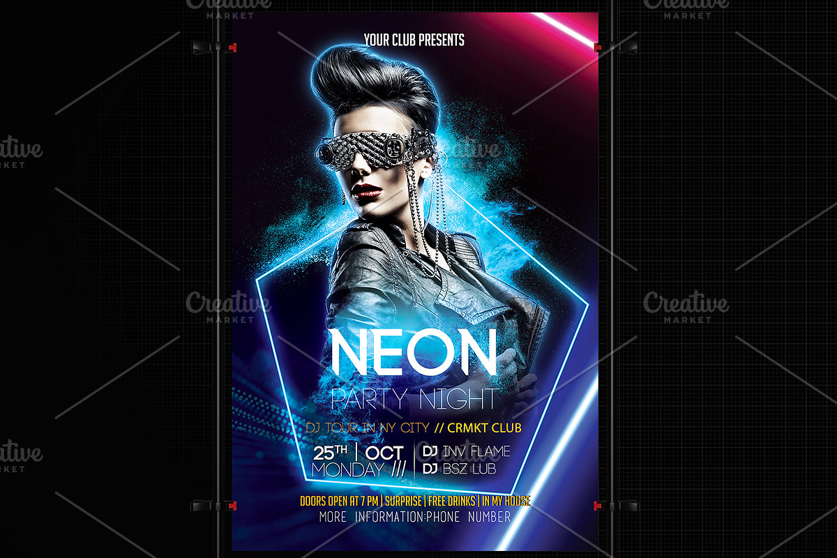 Neon Flyer Template, a Flyer Template by Basez Flyers