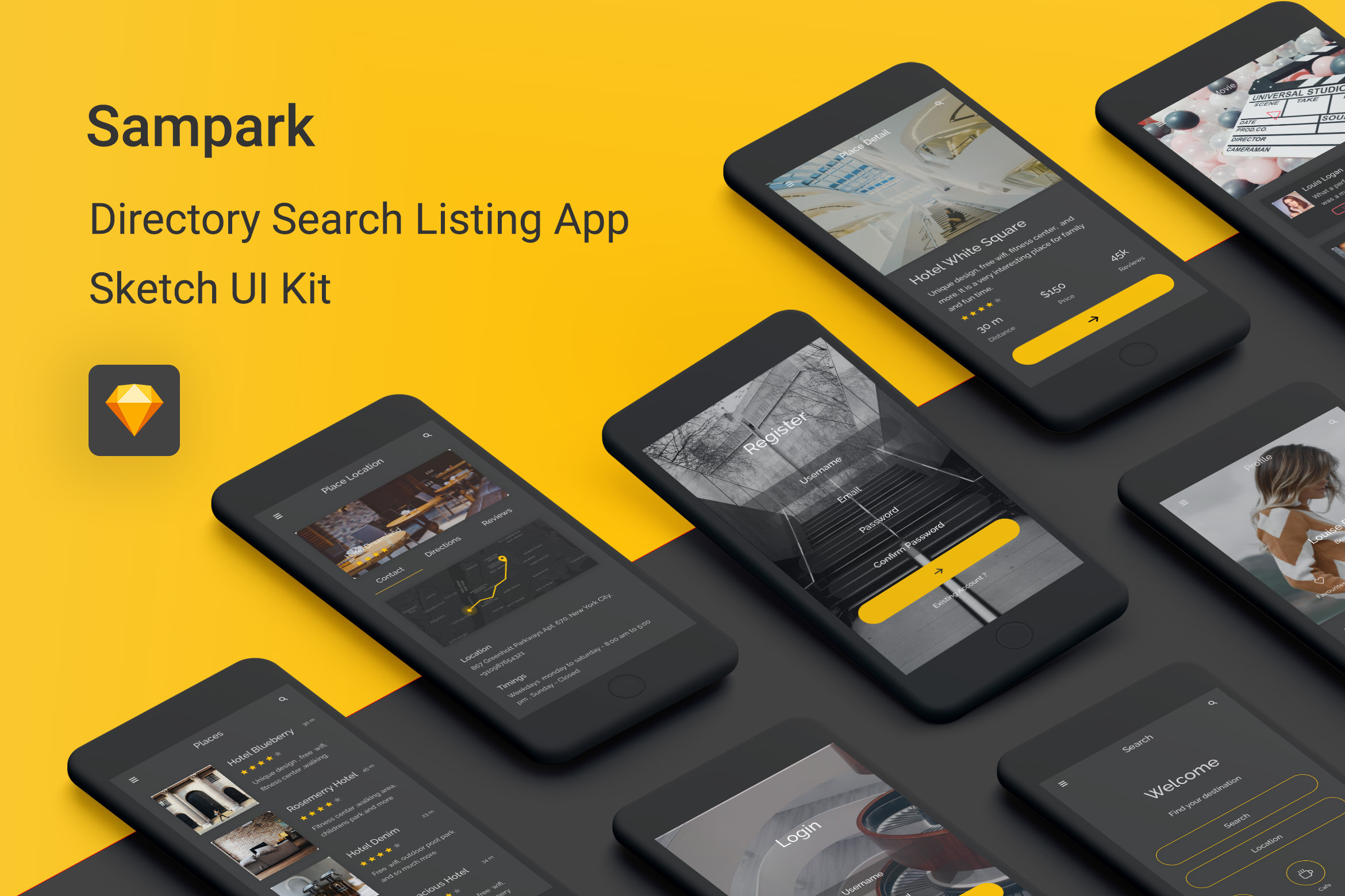 Directory Search Listing Sketch App, an UI Kit Template by themelove ...