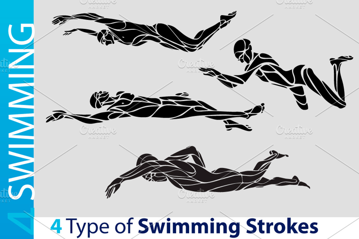 Types of swimming strokes. Styles, an Illustration by Kluva's Wavy ...