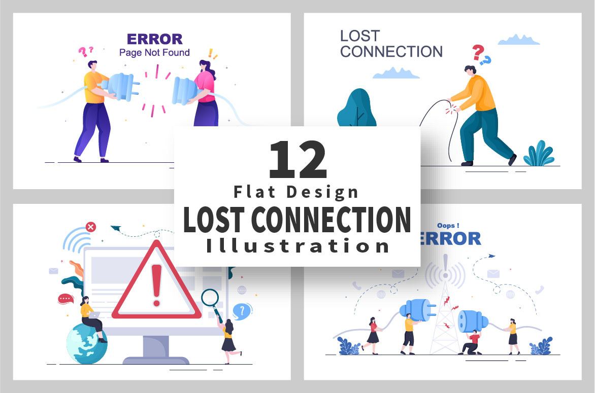 12 Lost Wireless Connection Vector, a Technology Illustration by ...