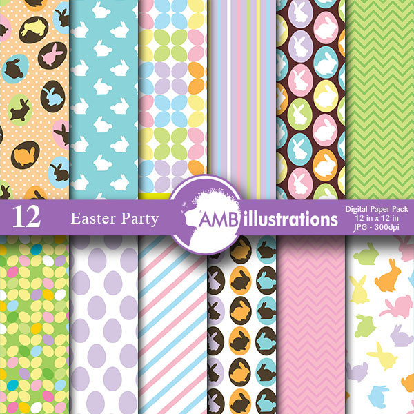 Easter Parade digital paper AMB-391, a Pattern Graphic by AMBillustrations