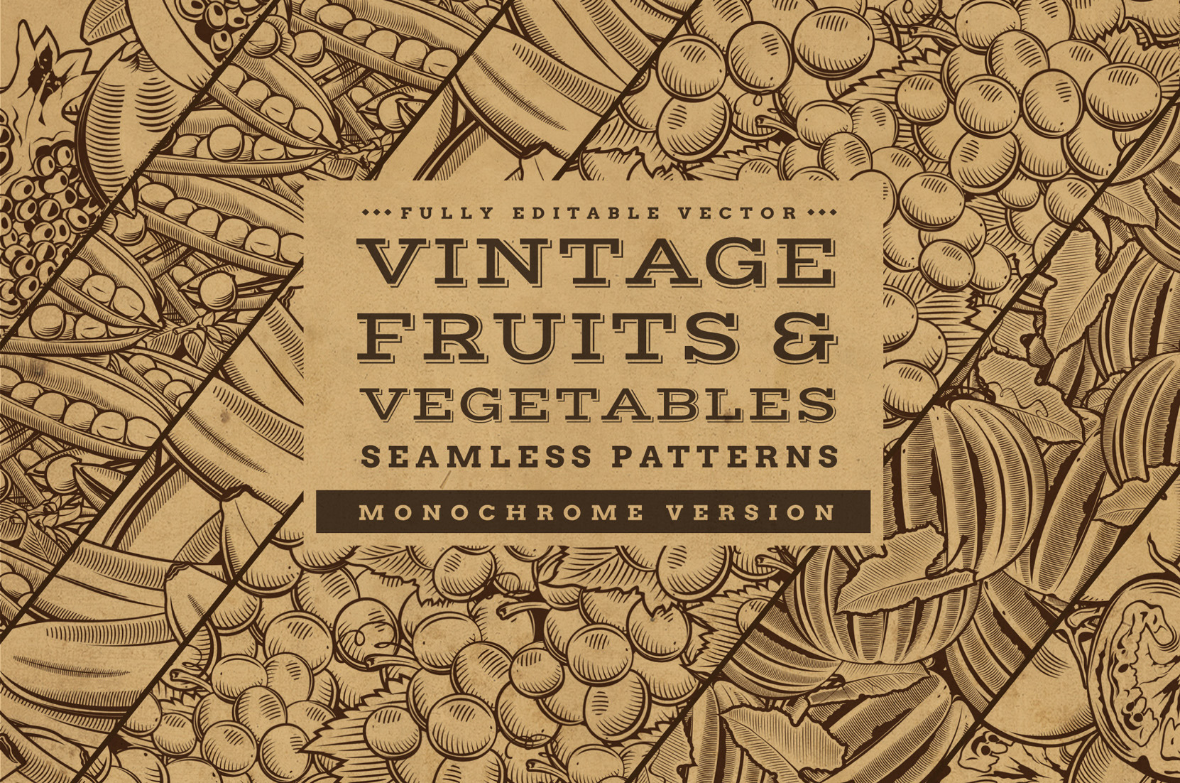 Fruits & Vegetables Vintage Patterns, a Pattern Graphic by ConceptCafe