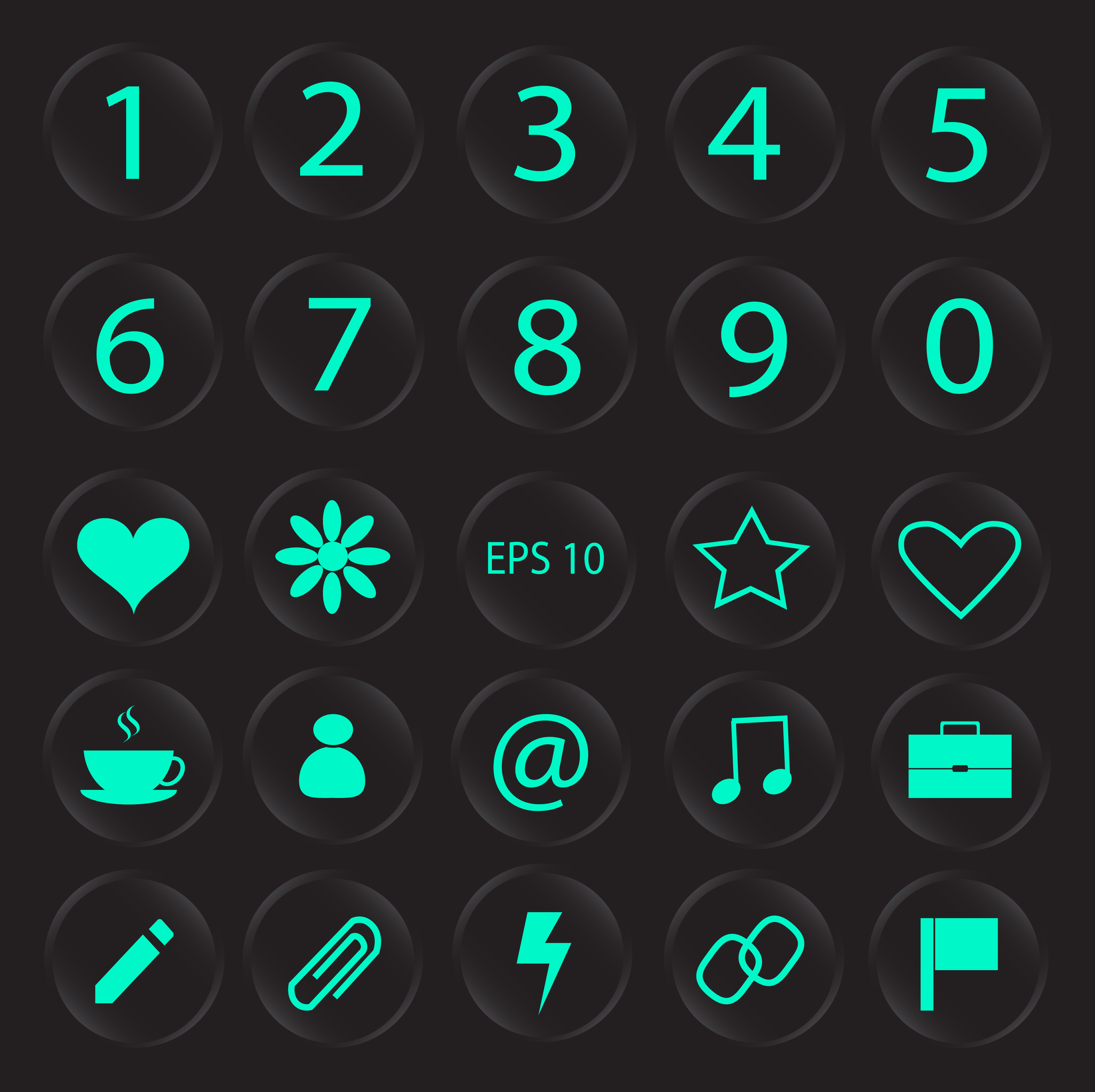 Number buttons and icons neon blue, an Icon by TeaGraphicDesign