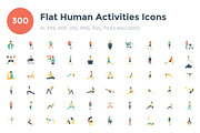 300 Flat Human Activities Icons, an Icon by Vectors Market