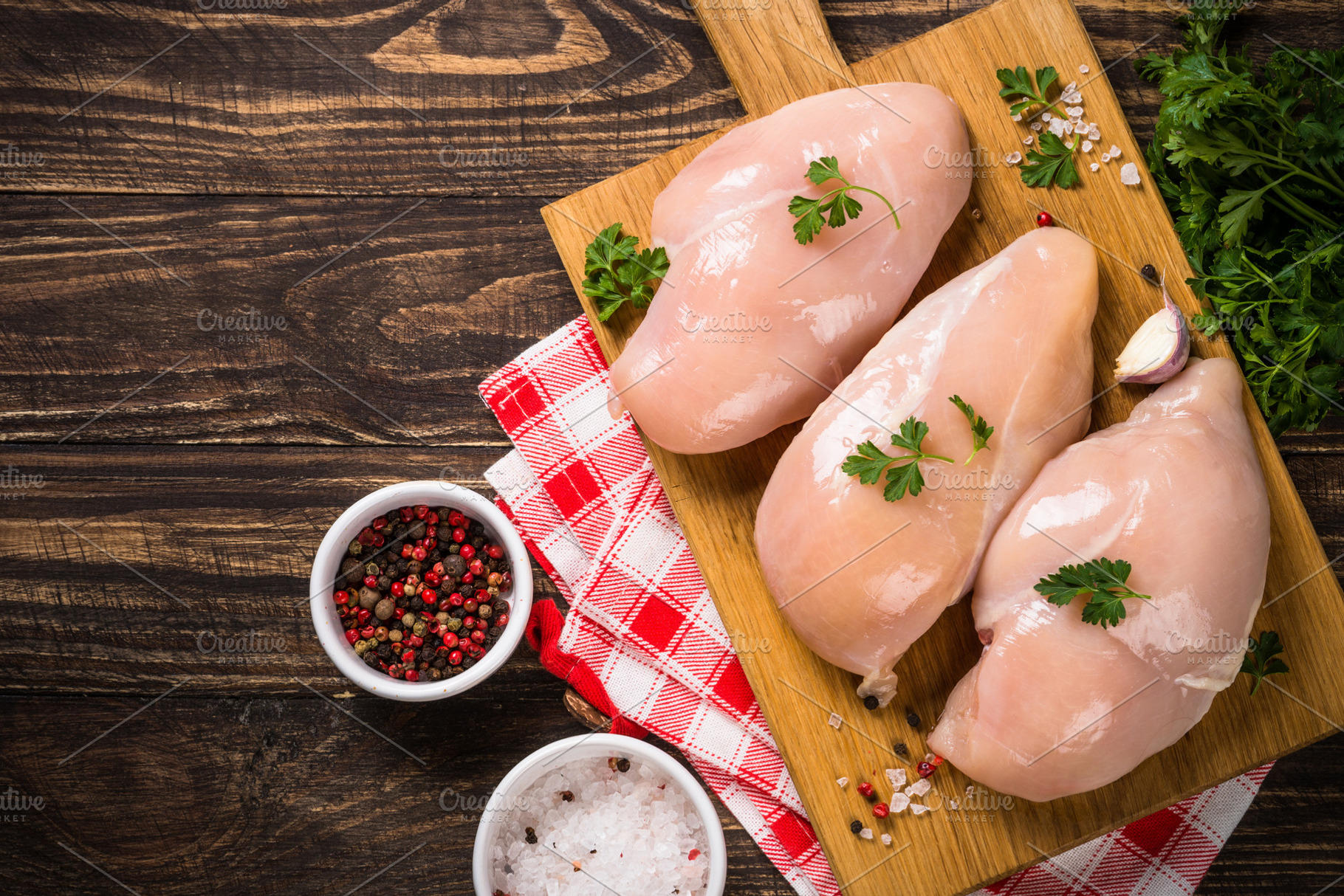 Chicken fillet with ingredients for stock photo containing chicken and ...