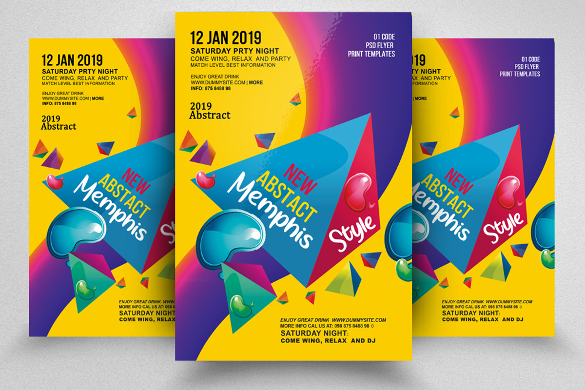 Abstract Memphis Flyer Template, a Flyer Template by Psd Templates