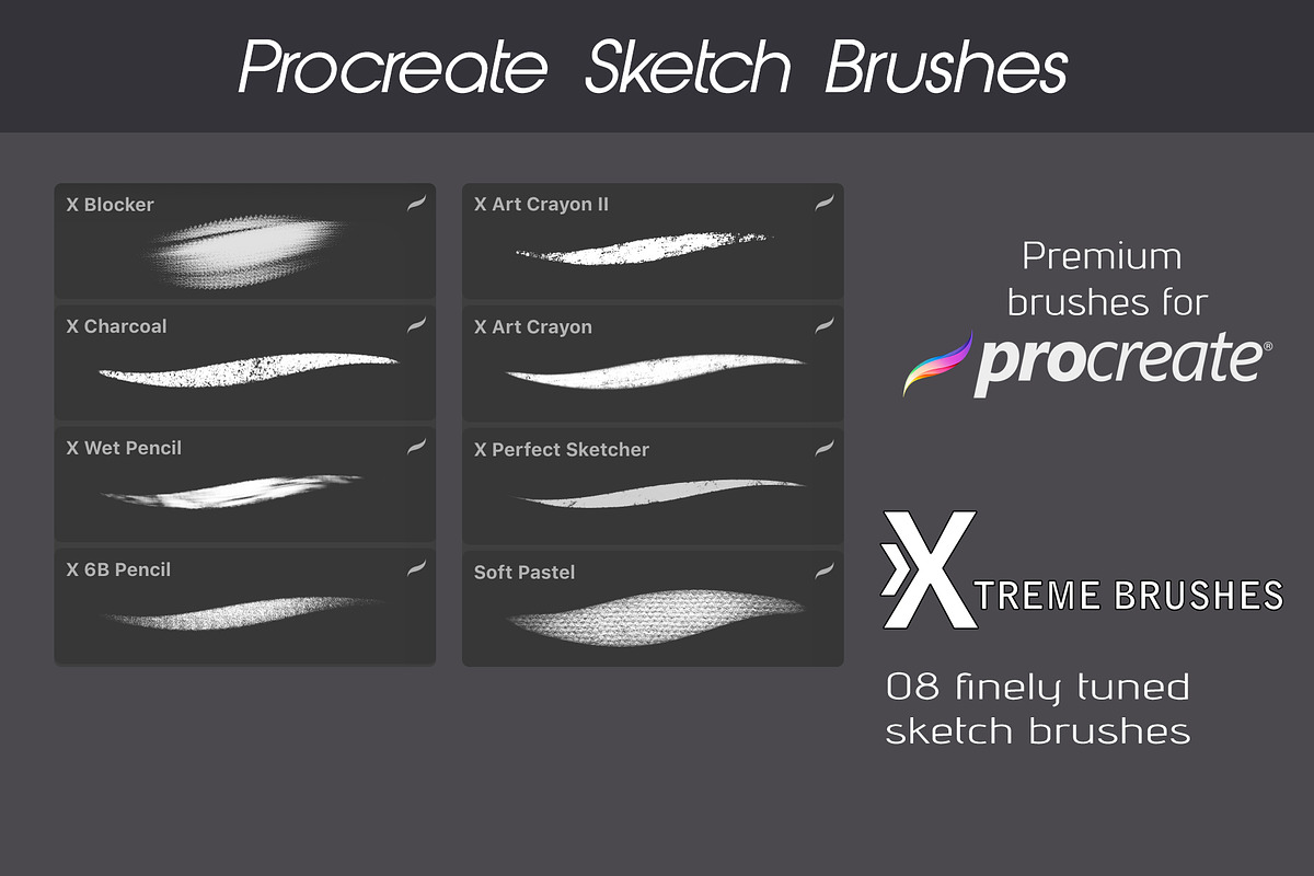 Procreate Sketch Brushes, a Brush Add-On by Extreme Brushes