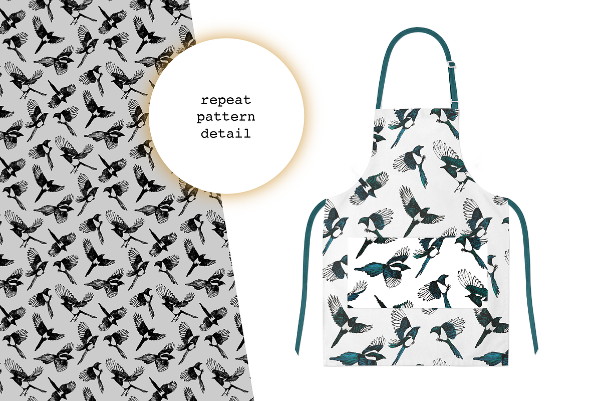 Magpie Pattern, a Pattern Graphic by Alyssa Can Draw | Creative Market