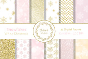 Snowflake Digital Paper, a Pattern Graphic by MockTurtleStudio