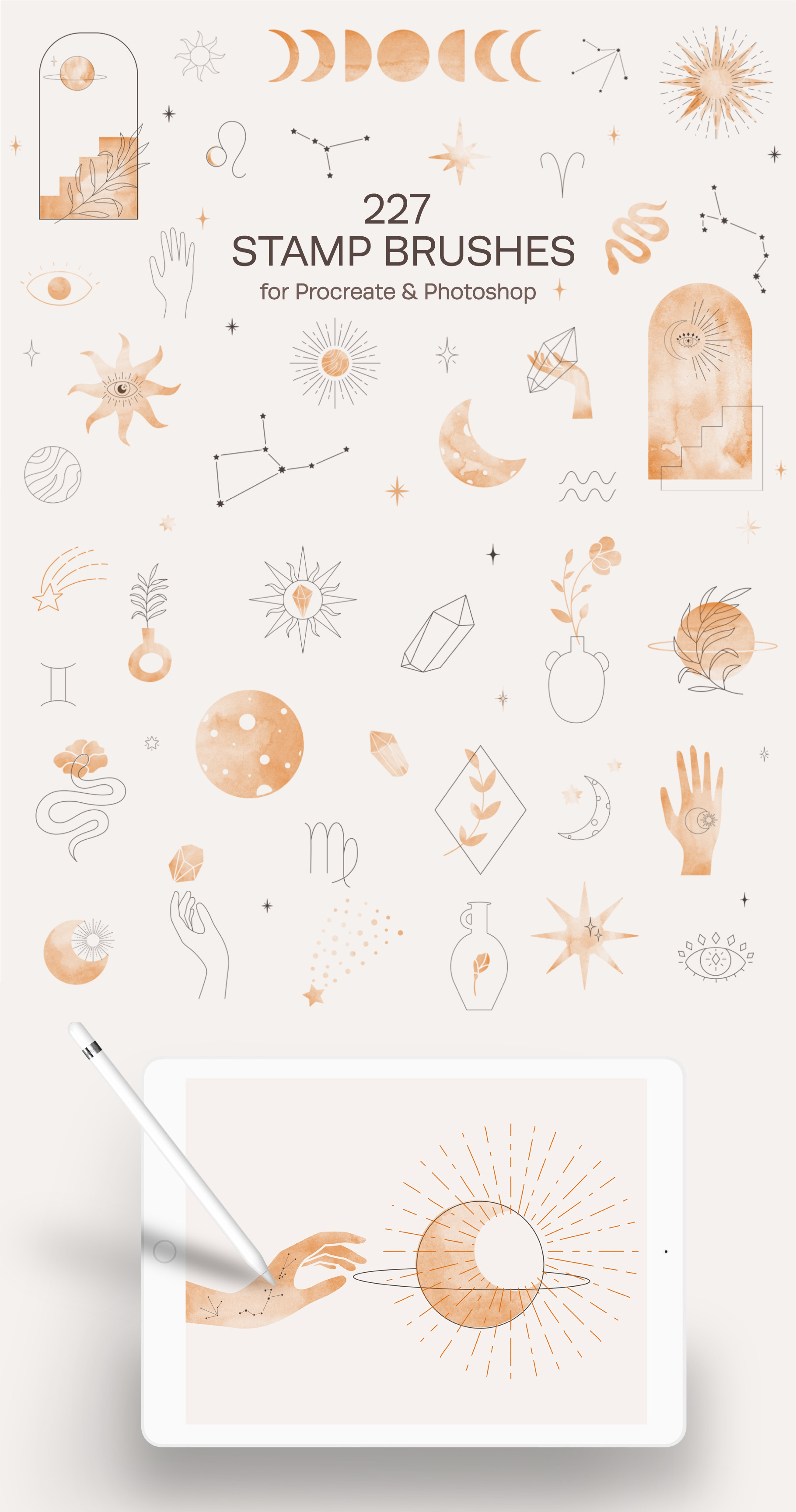 Stamp Brushes Procreate & Photoshop, a Brush Add-On by NinaFedorova