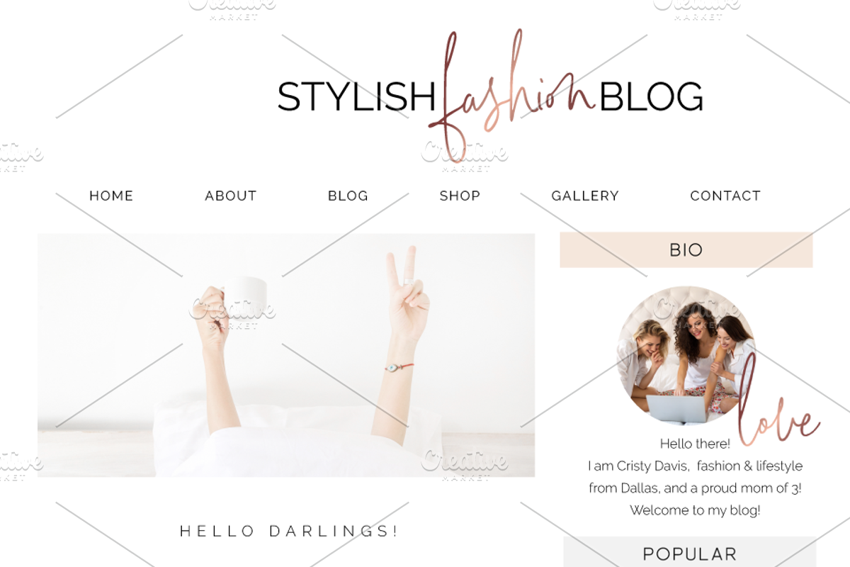 70 Piece Stylish Fashion Blog Kit, a Templates & Theme by Inky Jar ...