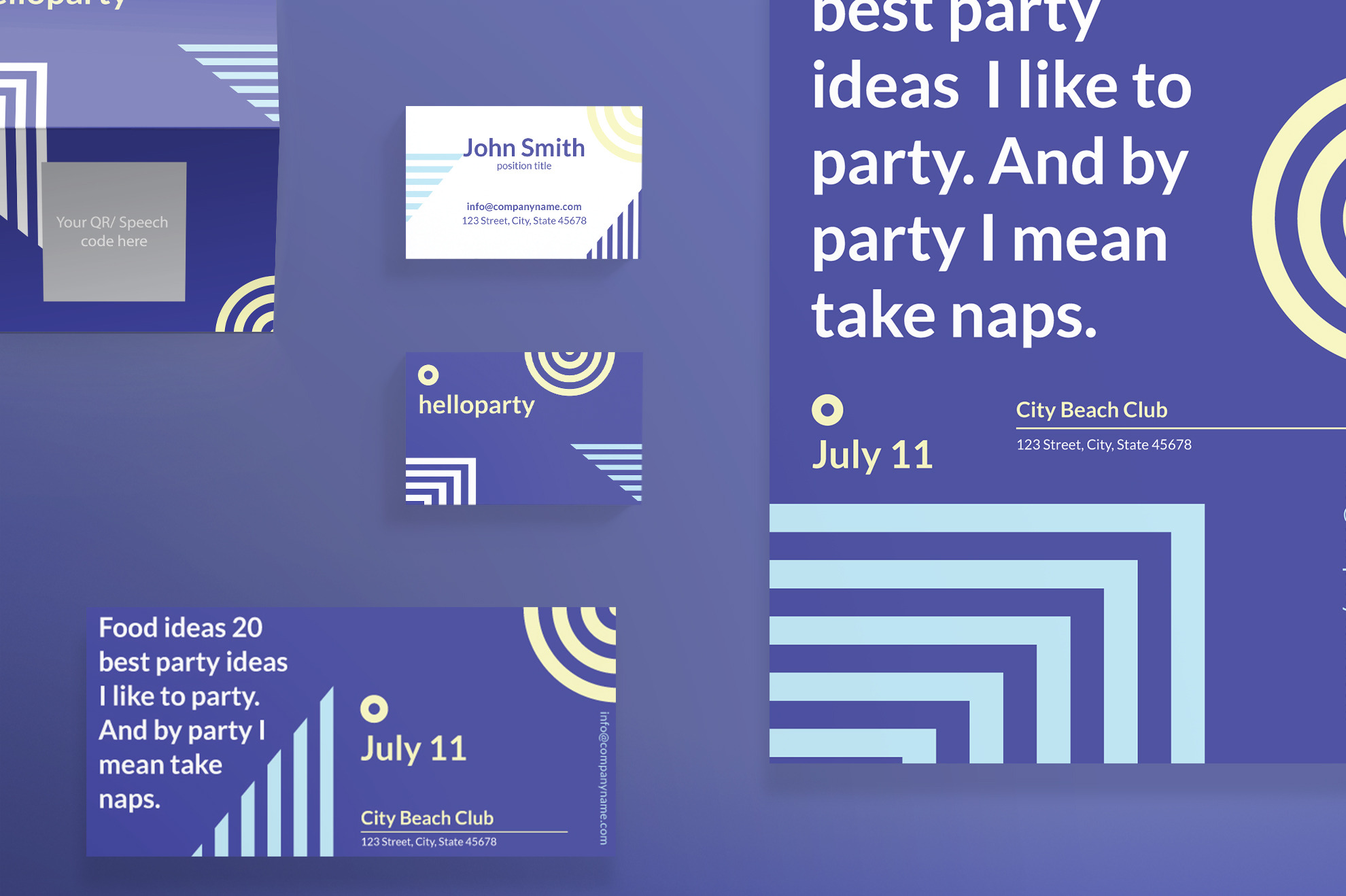 Print Pack | Hello Party, a Poster Template by Amber Graphics