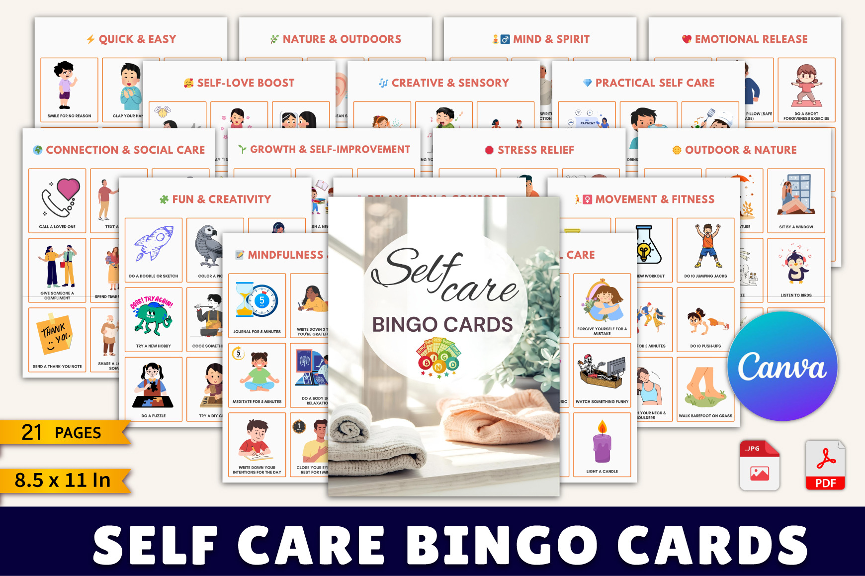 Self Care Bingo Cards