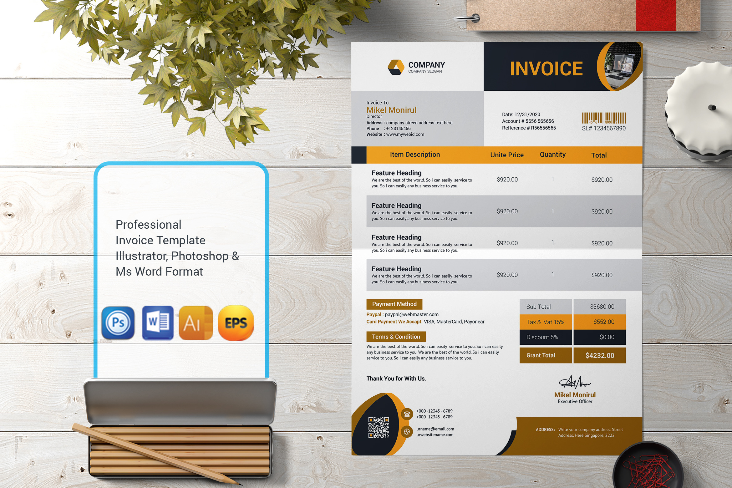 Invoice, a Stationery Template by NextThemes