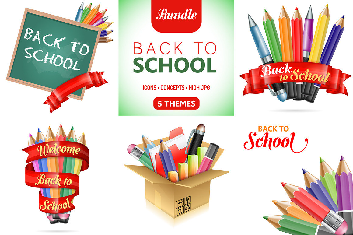 Back to School Isolated Themes, an Education Illustration by TAlex