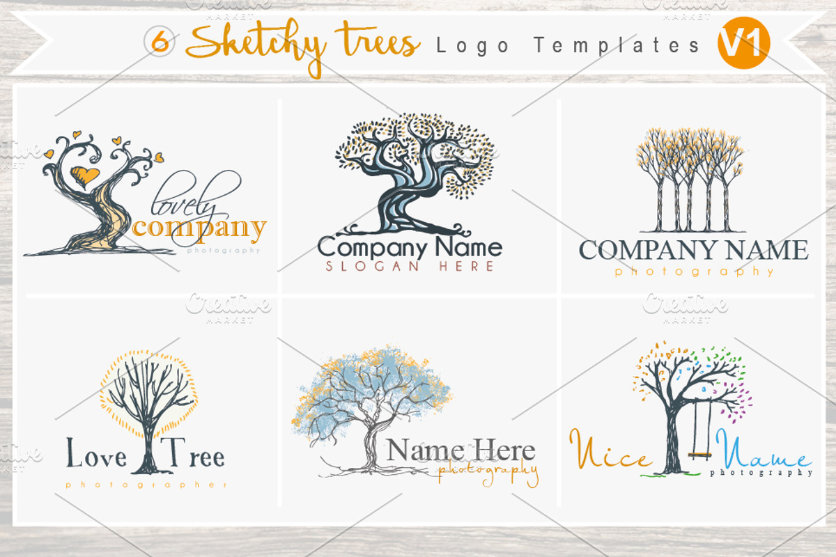6 Sketchy Tree Logo Templates Vol1, a Branding & Logo Template by ...