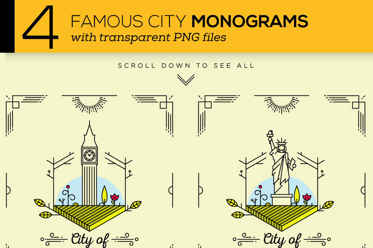 Famous City Monograms, a Branding & Logo Template by Kursat Unsal