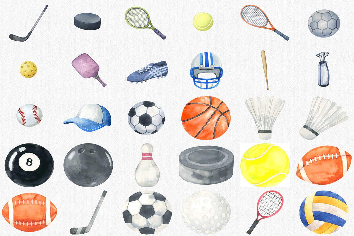 Watercolor Sports Clipart Set, a Sport Illustration by CropUp Creative