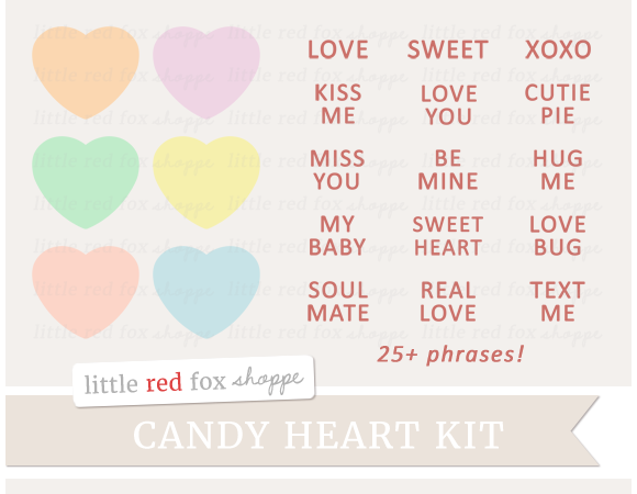 Candy Heart Kit Clipart, an Illustration by Little Red Fox Shoppe