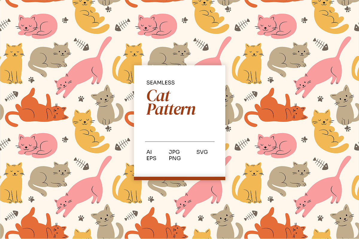 Cat Pattern, a Pattern Graphic by Neermana