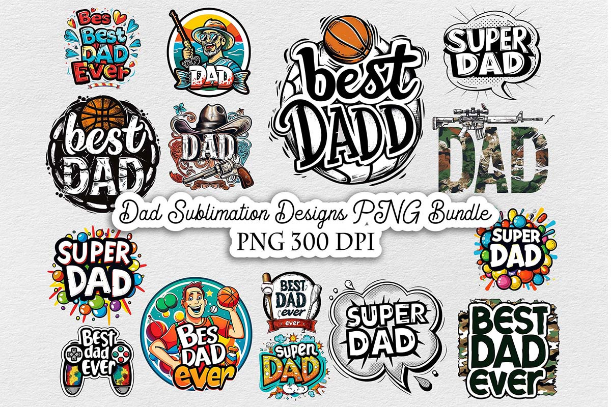 Dad Sublimation Design PNG Bundle, a Decorative Illustration by Moon Studio