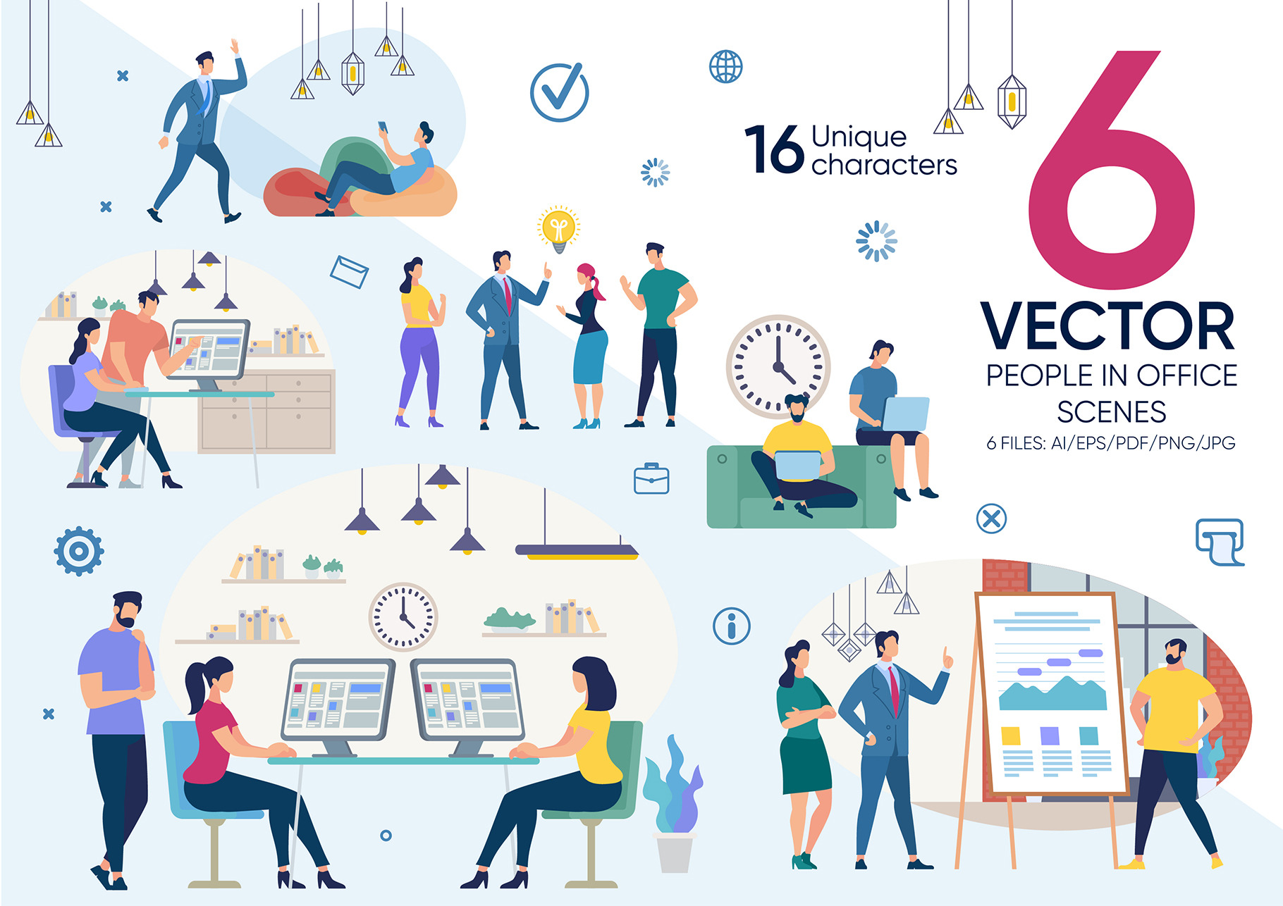 People in Office Vector Scenes, a Person Illustration by Tera Vector