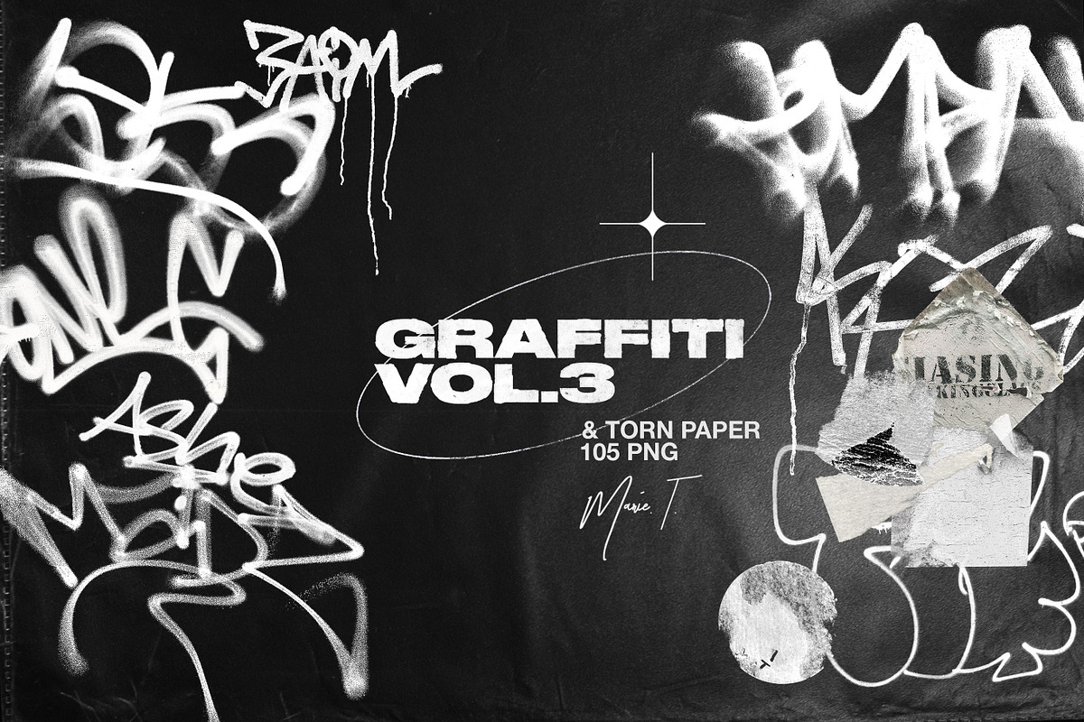 105 Graffiti & Torn Paper PNG vol.3, an Object Graphic by Marie T