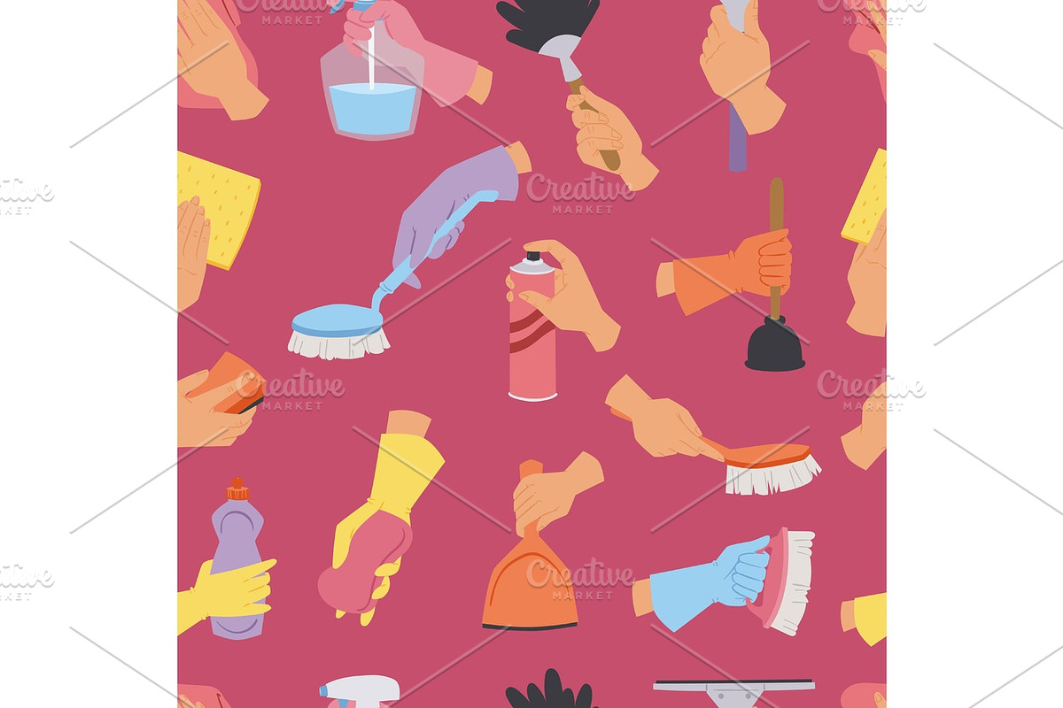 House cleaning tools seamless pattern background, an Object Graphic by ...