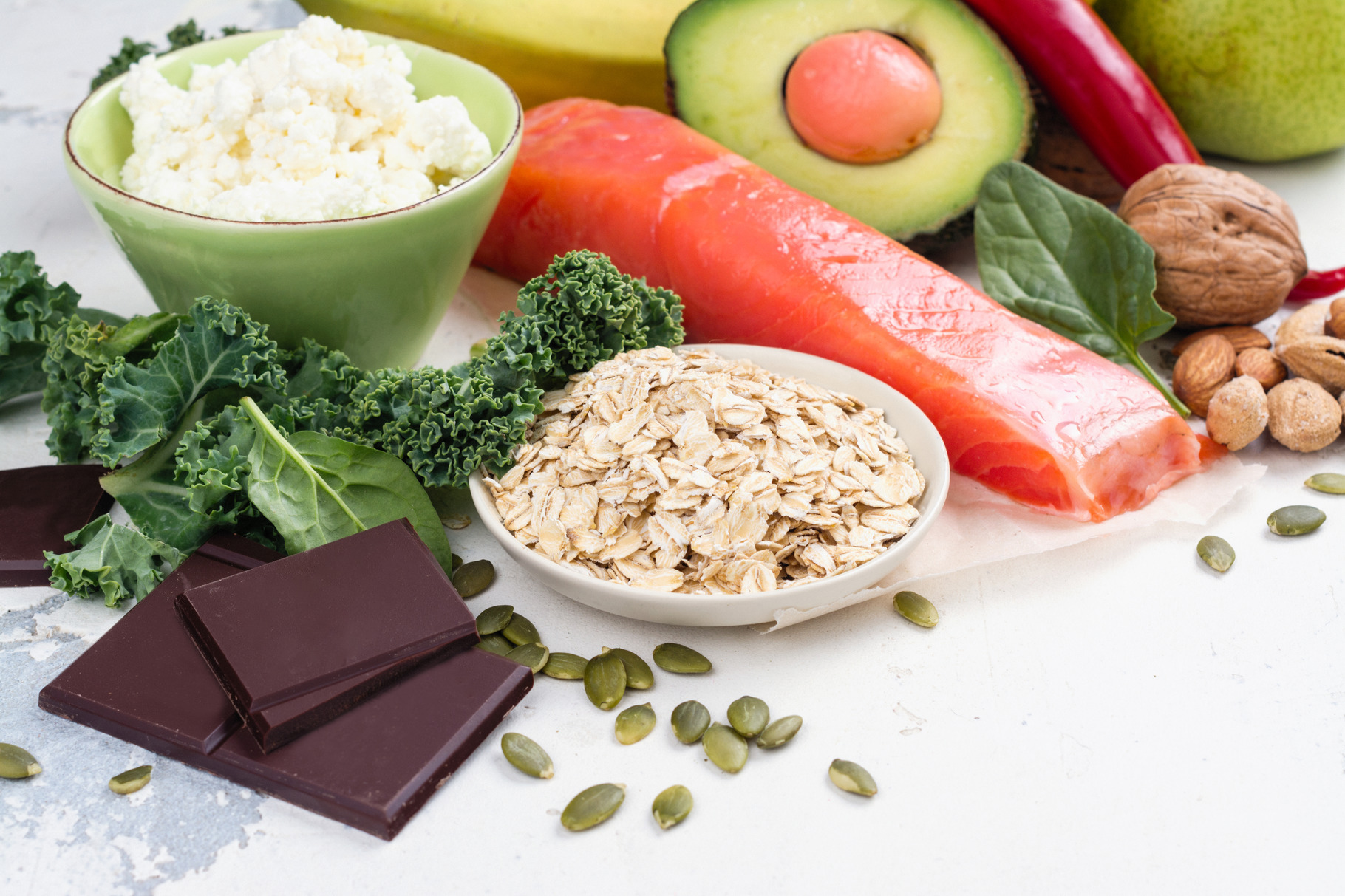 Assortment of food natural sources of dopamine featuring dopamine, food ...