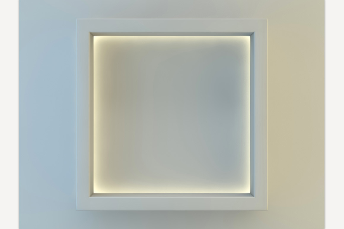 Frame on the wall with light lamps., a Household Mockup by 3D Graphics Shop