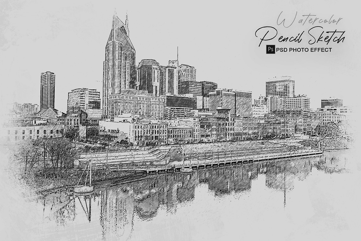 Pencil Sketch Psd Photo Effect, a Brushes & More by one-touch