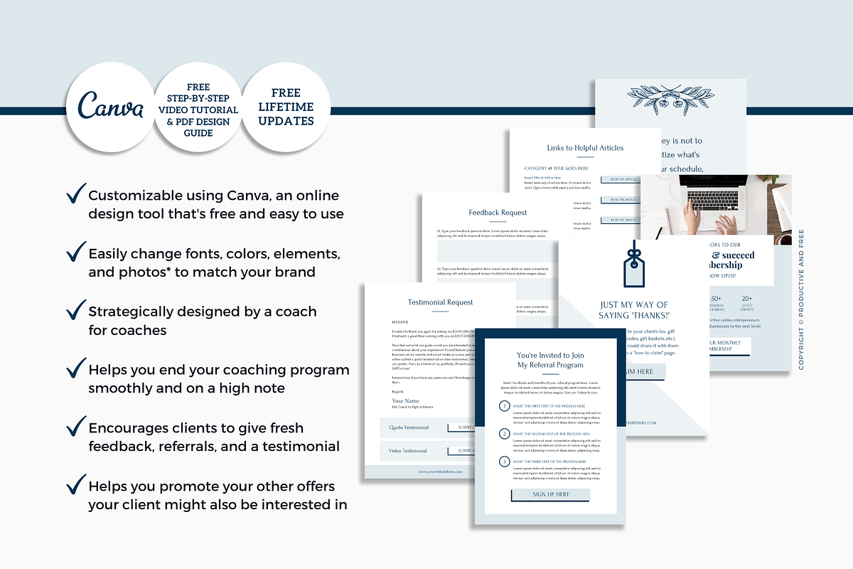 Coaching Client Template Bundle, a Magazine Template by ProductiveandFree
